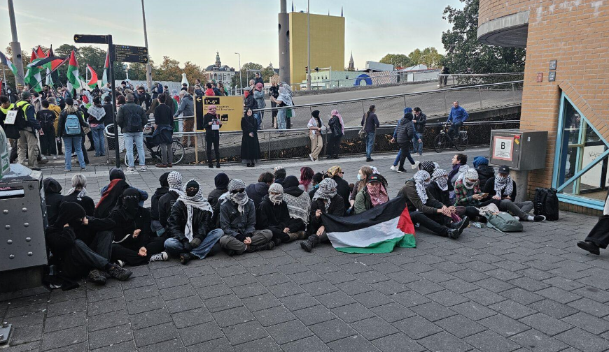 Demonstratie door Pro-Palestijnse actiegroepen in Groningen - RBNieuws.nl