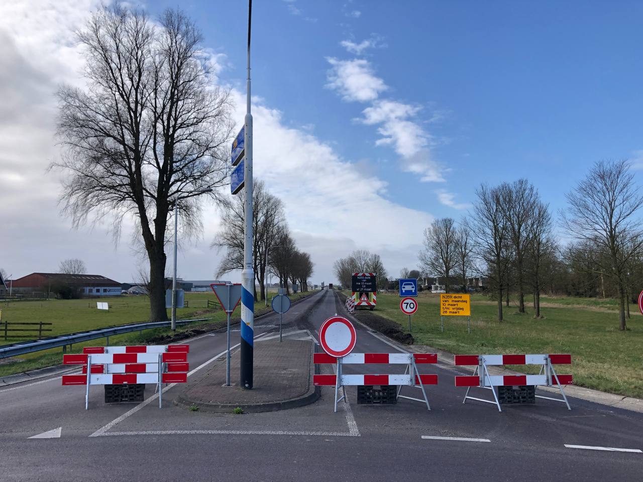 Wegomleiding bij Workum: N359 gesloten van 10 tot en met 28 maart ...